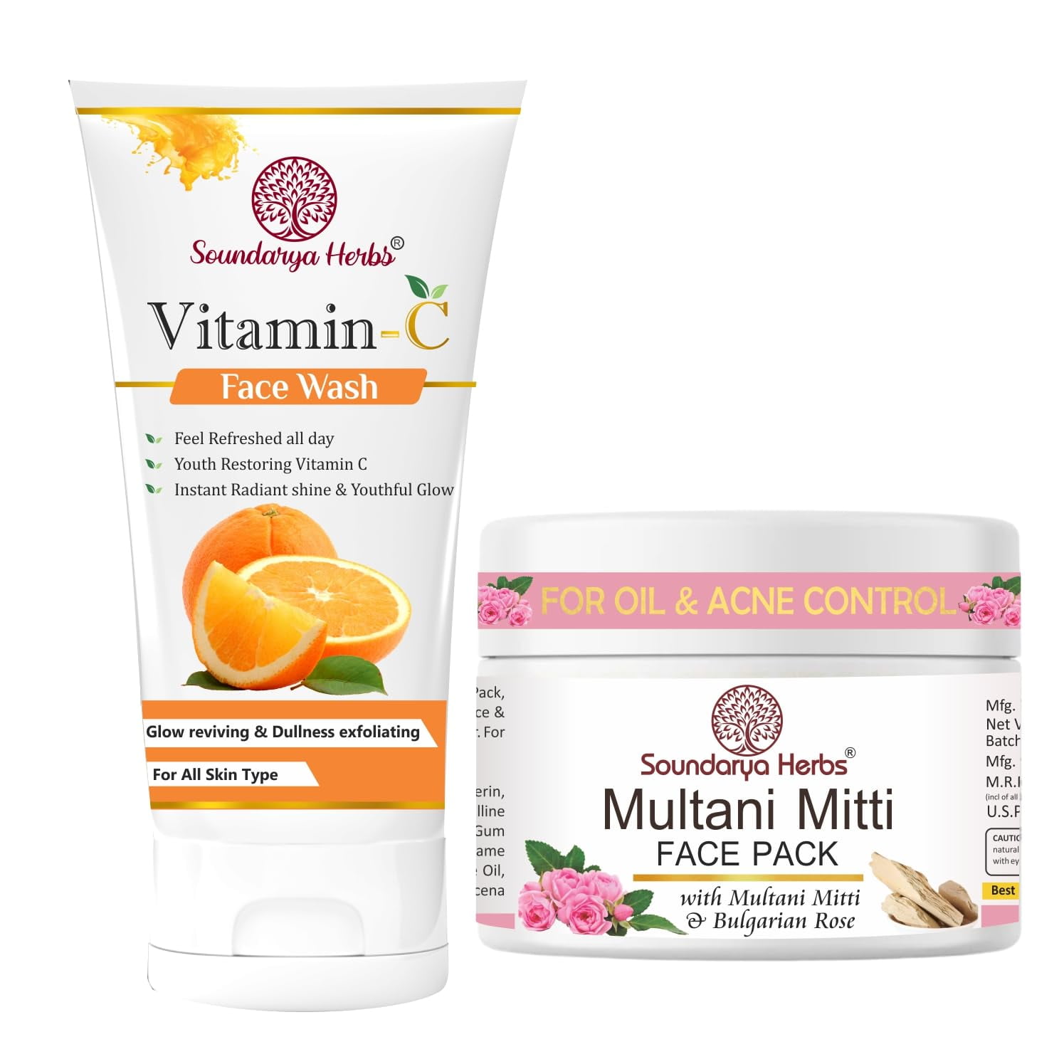 Soundarya Herbs Multani Mitti Face Pack with Bulgarian Rose Vitamin C ...