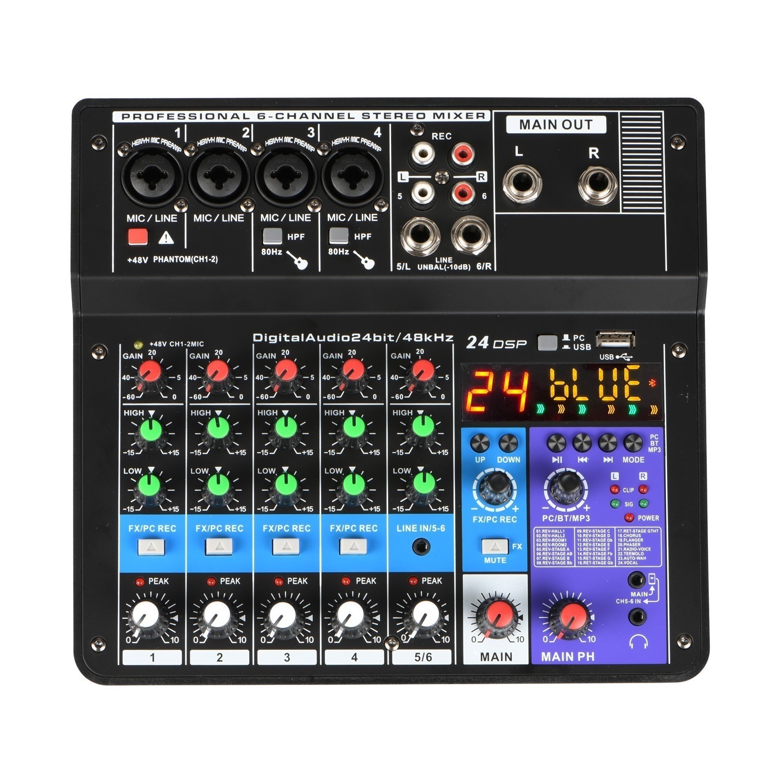 Soundboard, 6 Channels Sound Mixing Console Mobile USB Record Computer ...