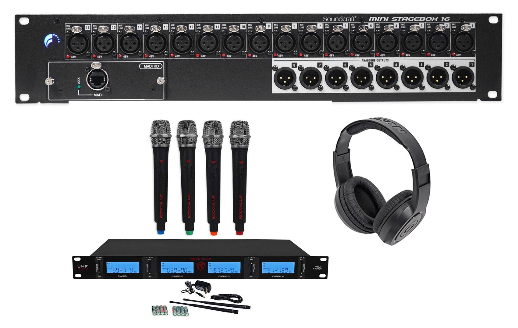 Soundcraft Mini Stagebox 16R MSB16R 16x8+(4) UHF Wireless Mics+Samson ...