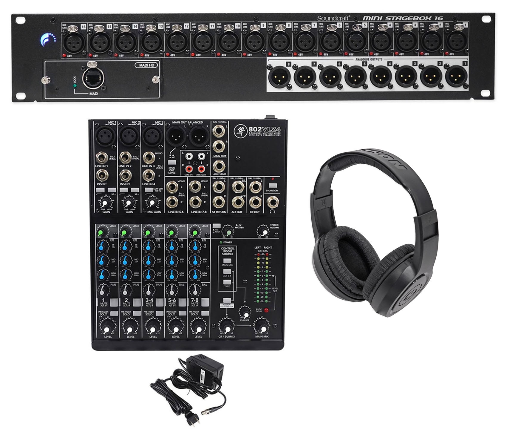 Soundcraft Mini Stagebox 16R MSB16R 16x8+Mackie 8-Ch. Mixer+Samson ...