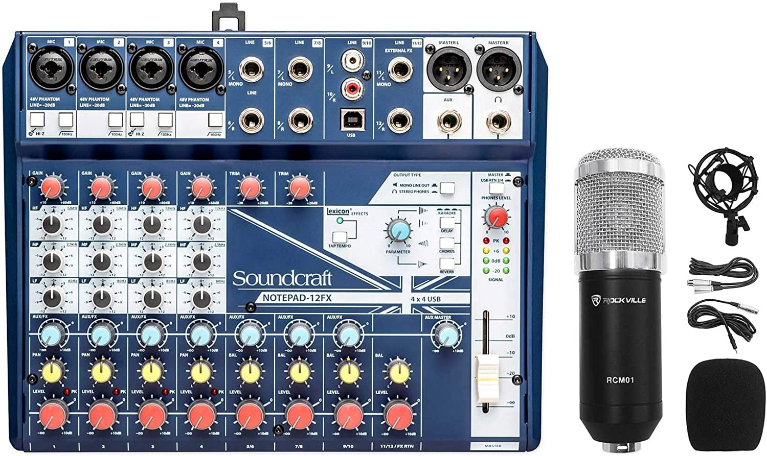 Soundcraft Notepad-12FX 12-Channel Mixer w/USB I/O+Effects+Studio Mic ...