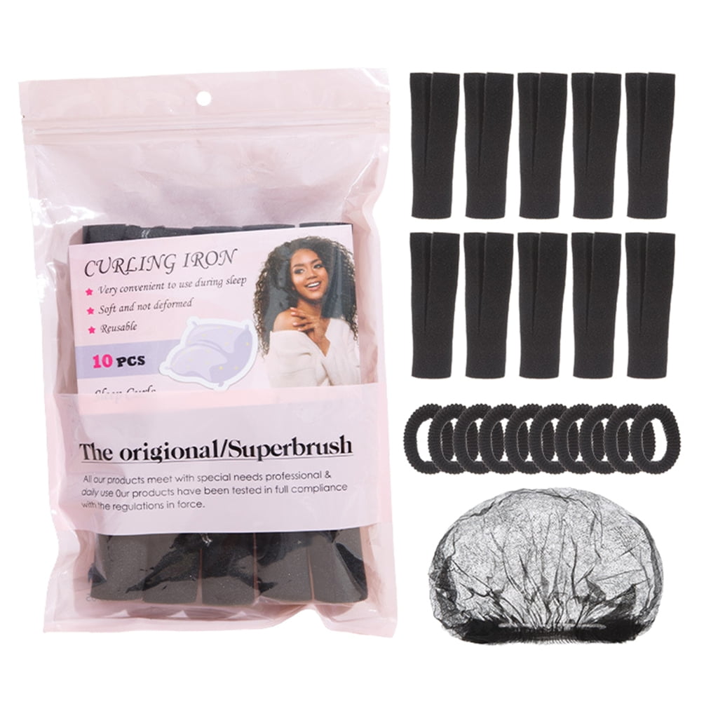 Soundless Sleep Curlers Set Heatless Styling Tools Elastic with Hair ...