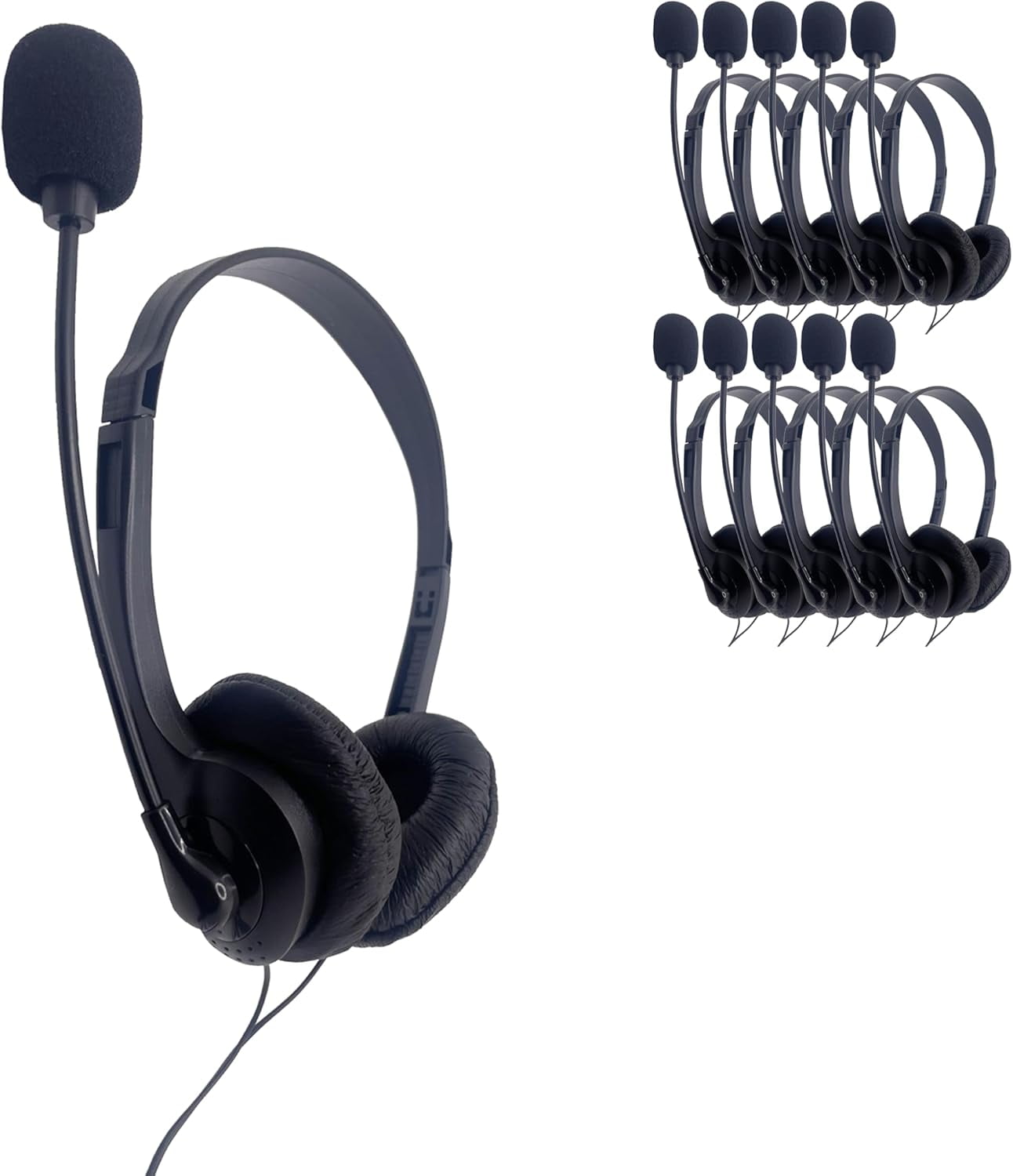 Soundnetic Bulk USB Headsets with Mic 25 Pack Budget Stereo Headphones ...