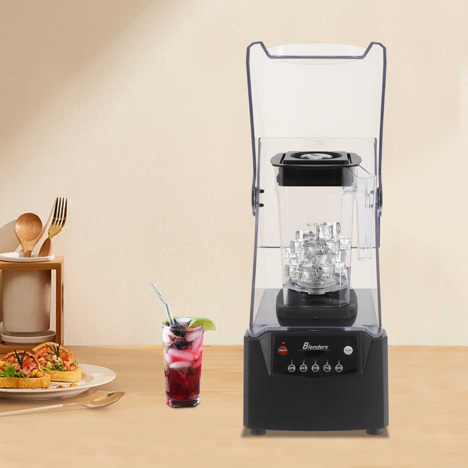 Soundproof Smoothie Machine 2600w 0.48 Gal Smoothie Blender 5 Time ...