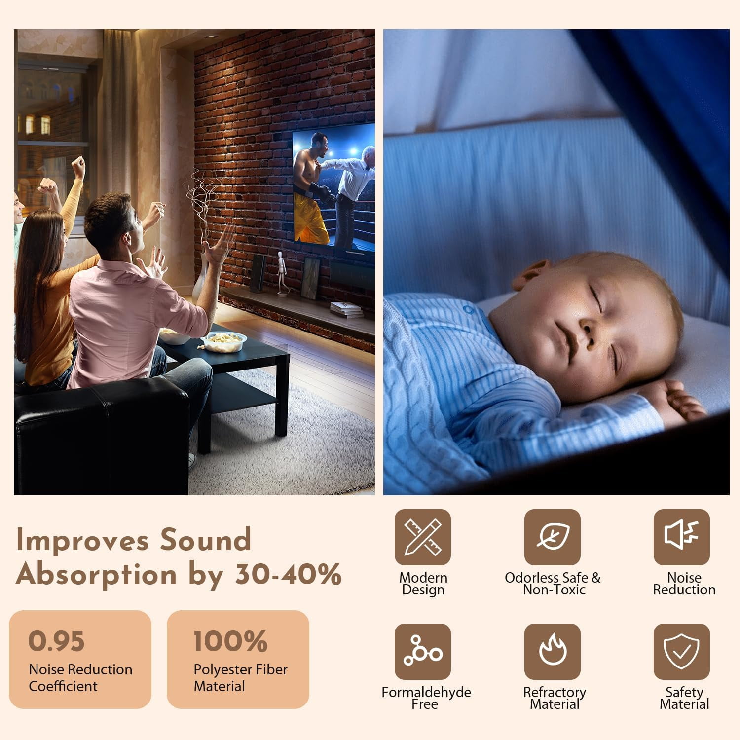 Soundproof Wall Panels 4 Pack, Acoustic Noise Reducing Panels for ...