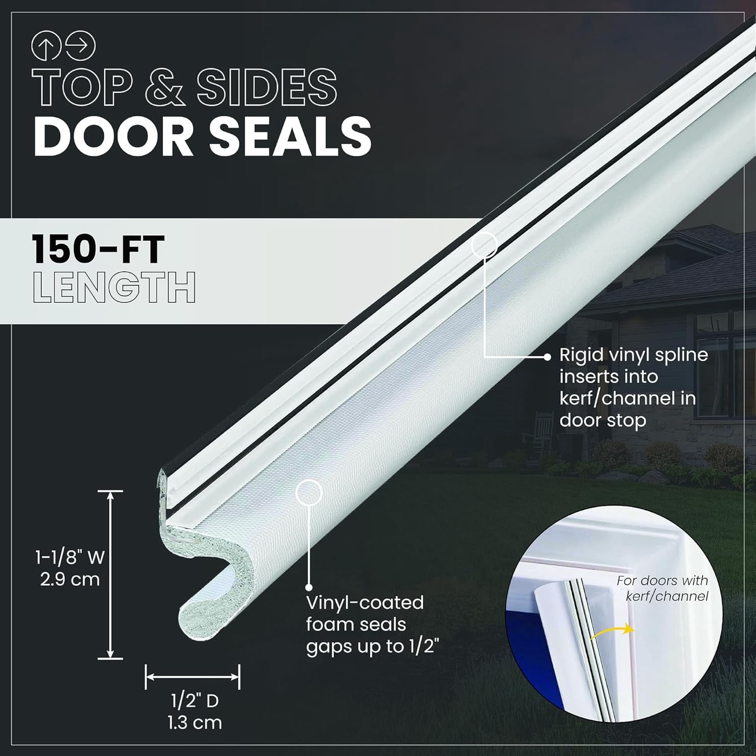 Soundproof Weather Stripping Door Seal, 150 feet White Vinyl-Coated ...