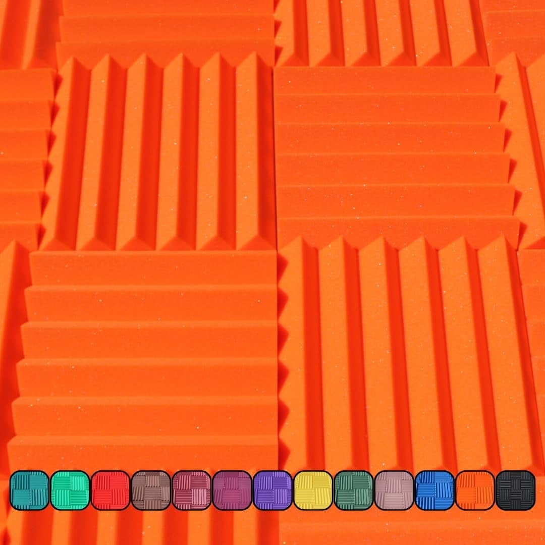 Soundproofing Acoustic Studio Foam - Orange Color - Wedge Style Panels ...