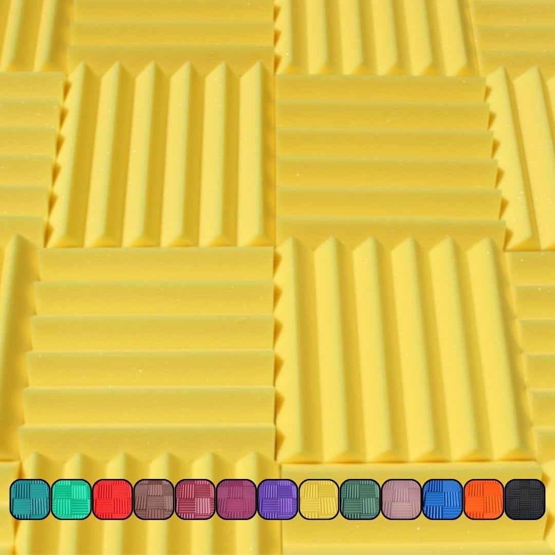 Soundproofing Acoustic Studio Foam - Yellow Color - Wedge Style Panels ...