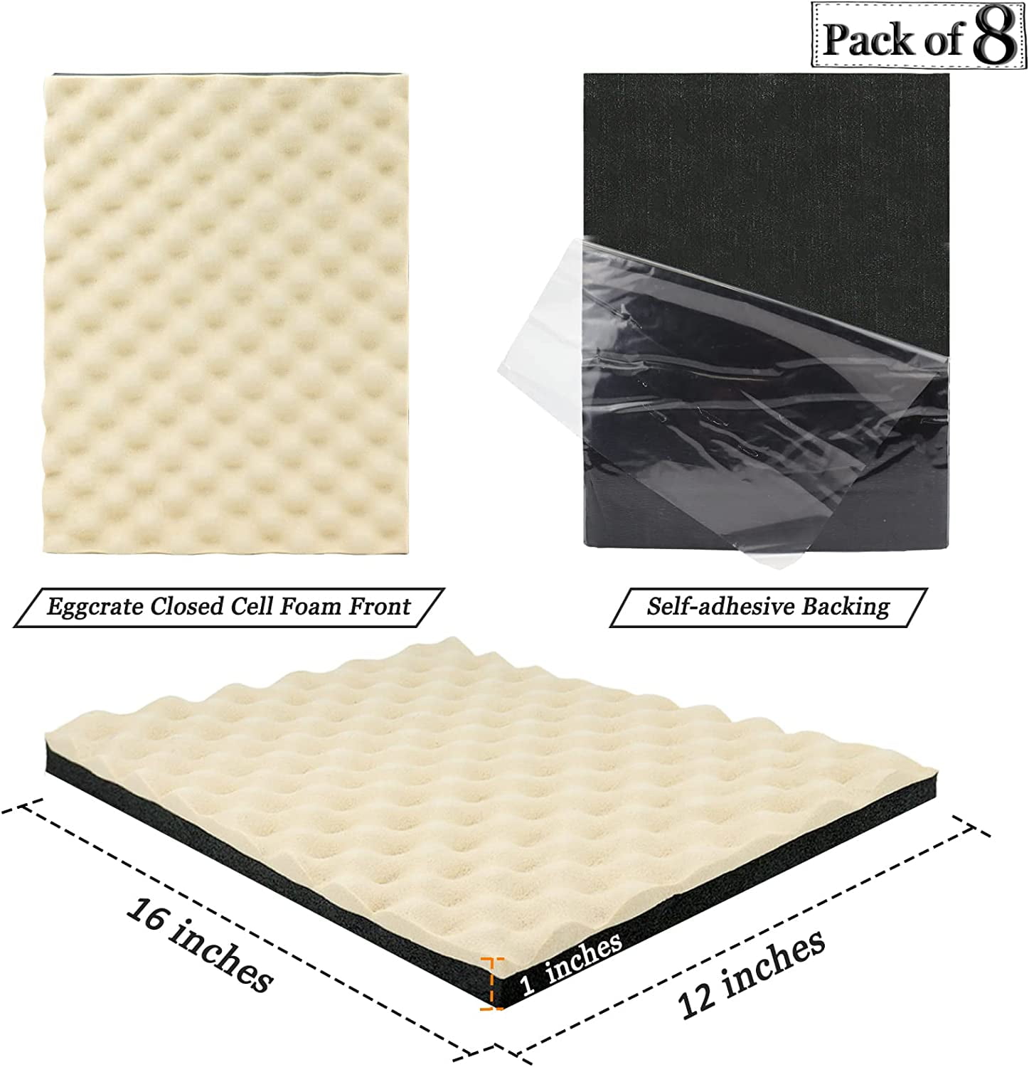 Soundproofing Closed Cell Foam - 8 Pack -Adhesive 16'' X 12'' X 1 ...