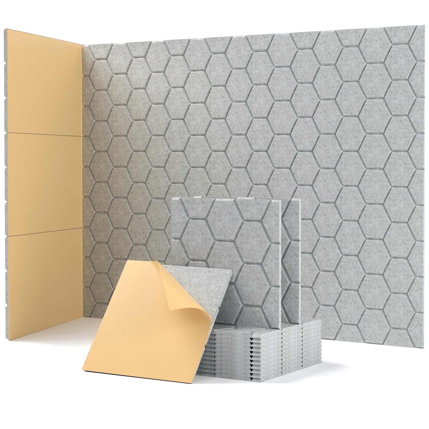 Soundsbay Sound Proofing Panels Self-Adhesive, 12 Pack Honeycomb ...