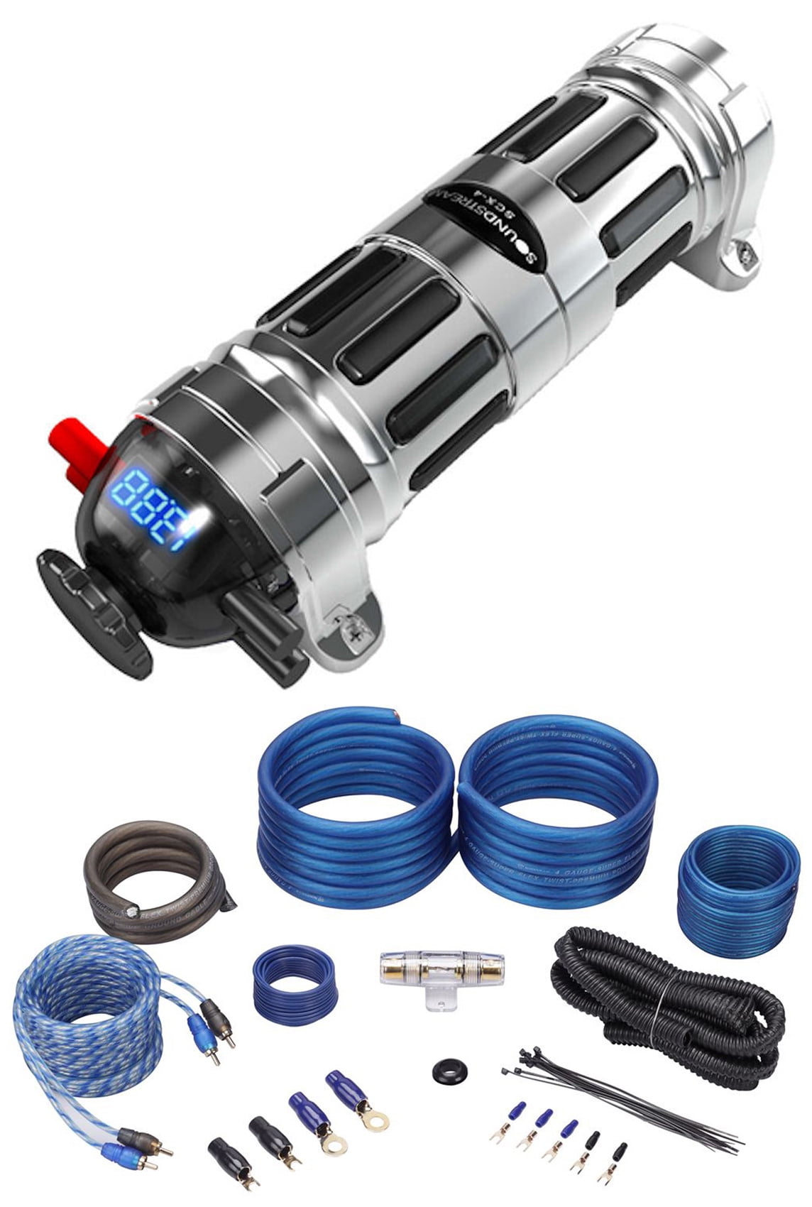 Soundstream 4 Farad Digital Capacitor+4 Gauge Amp Kit - Walmart.com