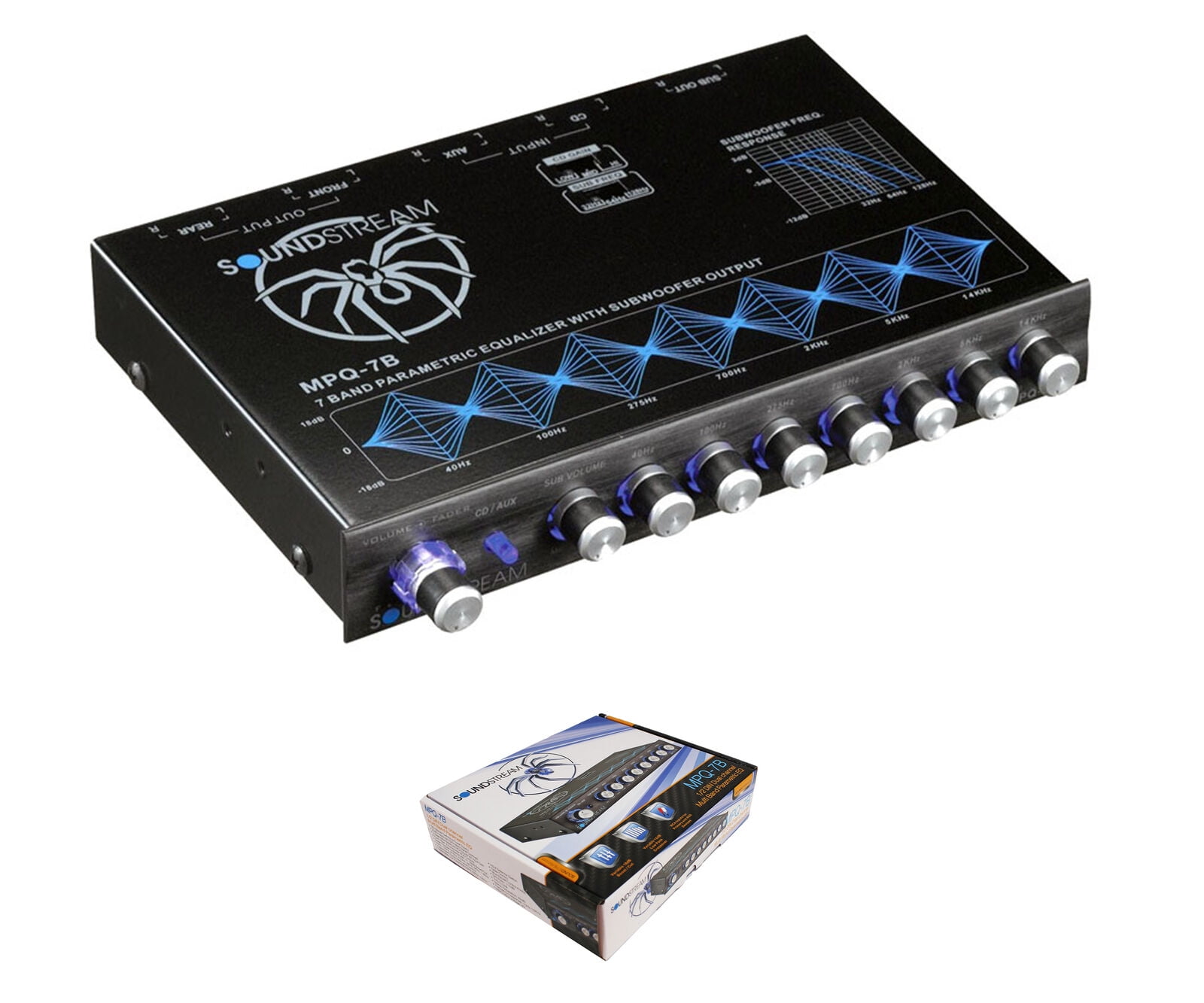 Soundstream MPQ-7B 7-Band 1/2 DIN Dual Channel Equalizer with RCA ...