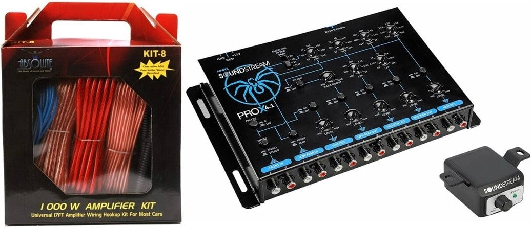 Soundstream PROX4.1 5-Way Electronic Crossover, Optimized for Extreme SPL, 8 Gauge Amp Kit ...
