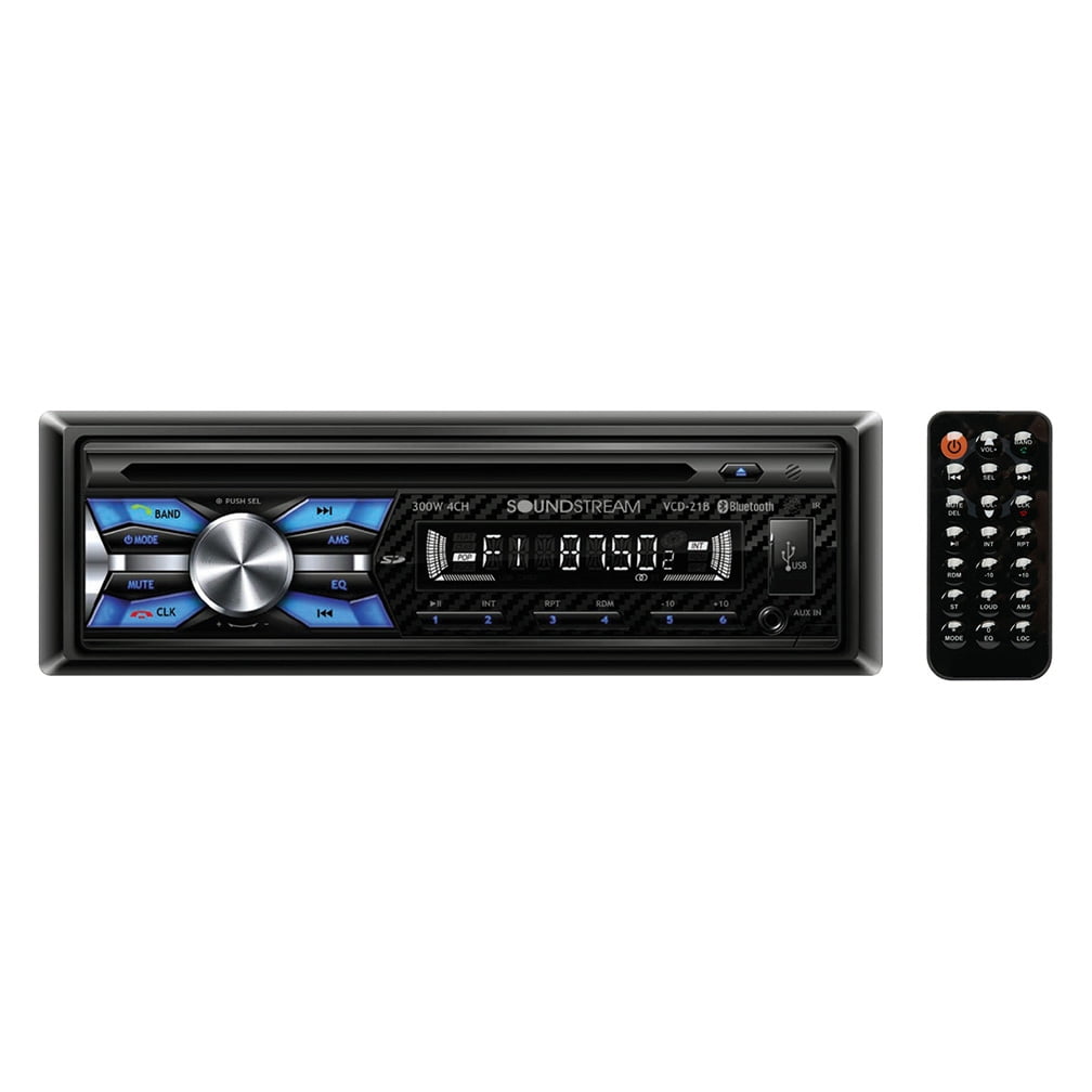 Soundstream VCD-21B Single DIN Car Stereo, CD MP3 Player, USB Bluetooth ...