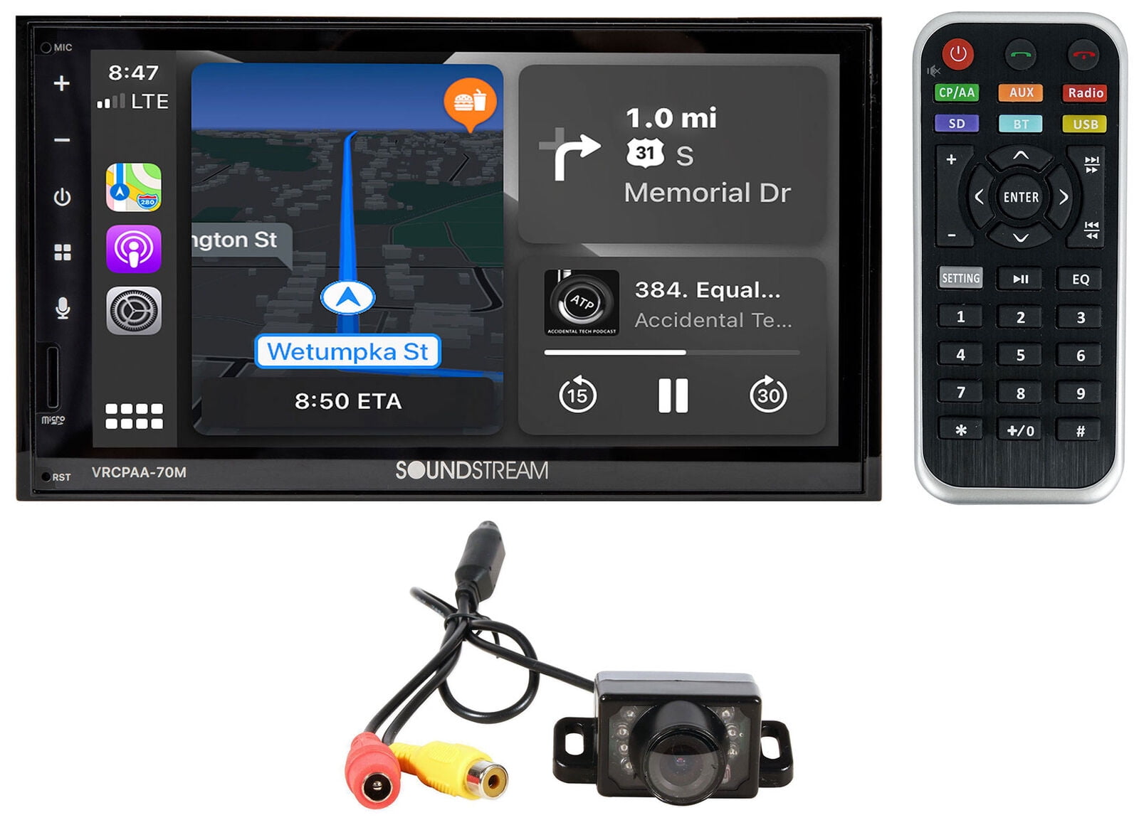 Soundstream VRCPAA-70M 7" Car Stereo, Double DIN, Bluetooth, Apple ...