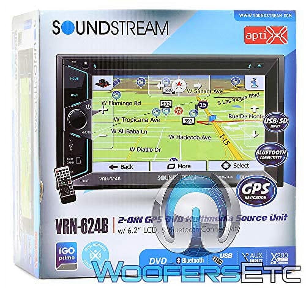 Soundstream VRN-624B 2-DIN DVD/CD/MP3 Bluetooth Car In-Dash Unit with 6 ...