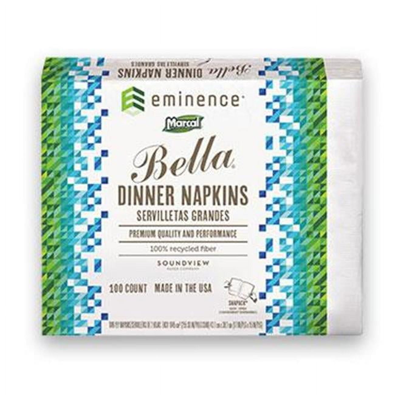 Soundview Paper 06410-01 PEC 100 Sheet White 2ply Bella Dinner Napkin ...