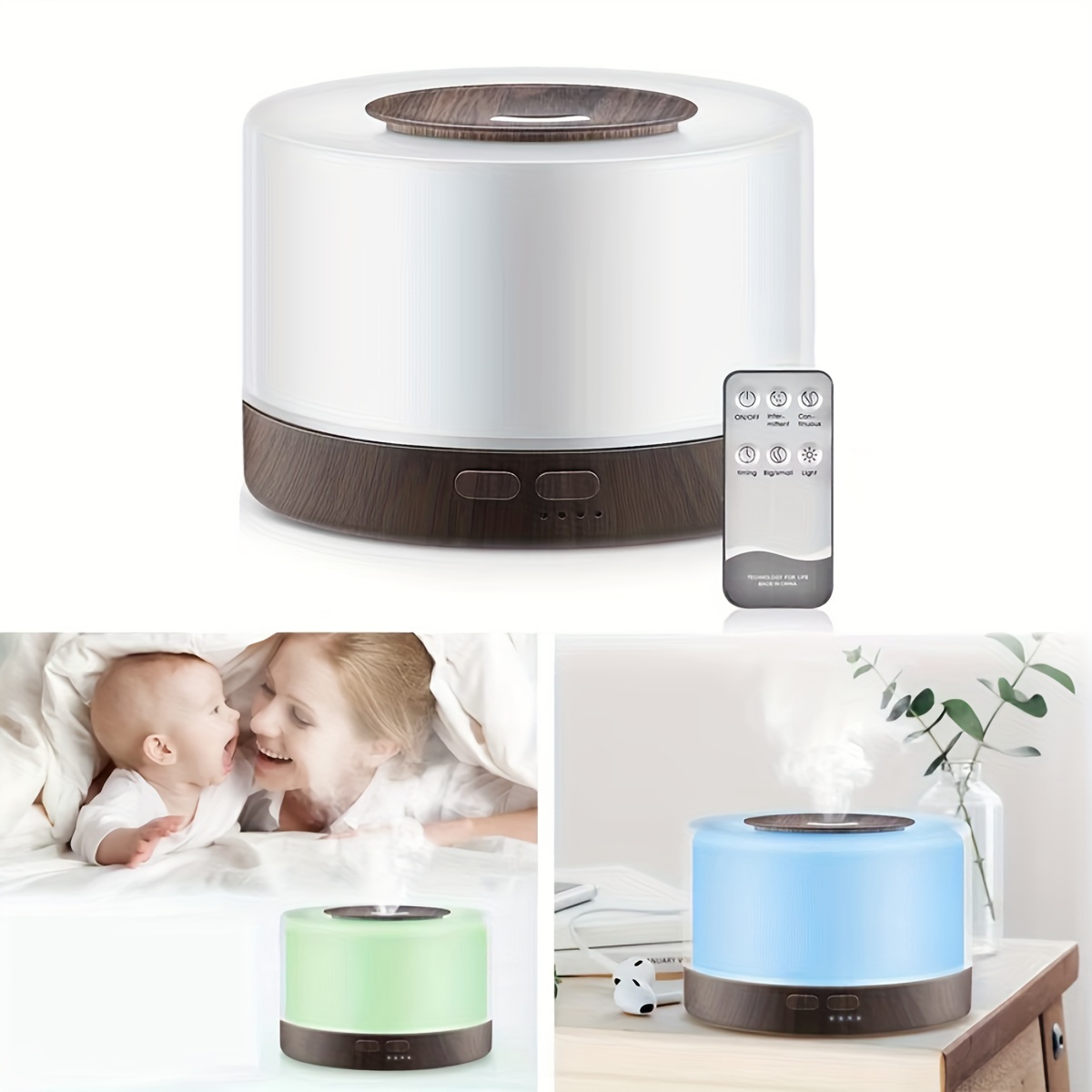 Soundwave Technology Humidifier & Diffuser - Premium Wood Grain Design ...