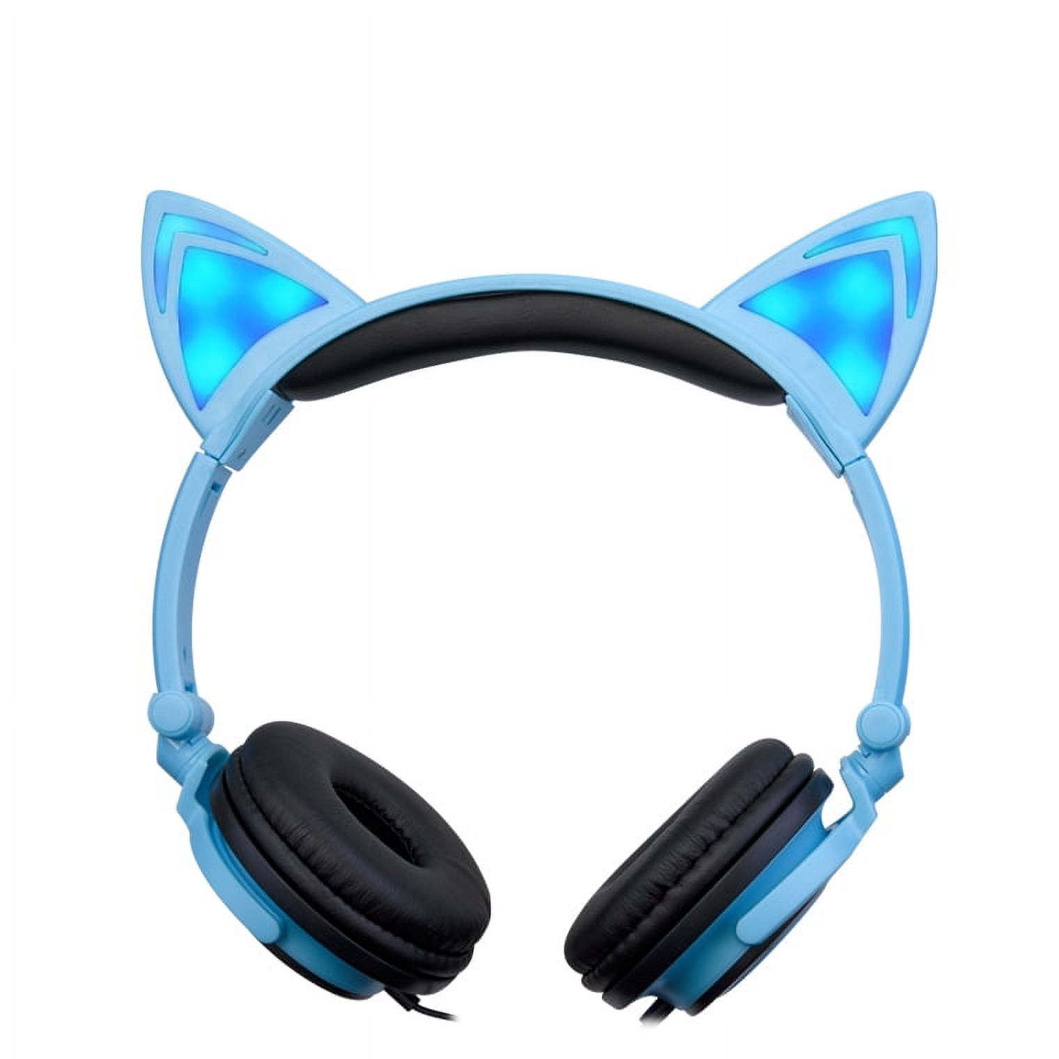 Soundworx Kids 3.5mm Headphone Earphone On Ear Wired LED Cat Ears ...