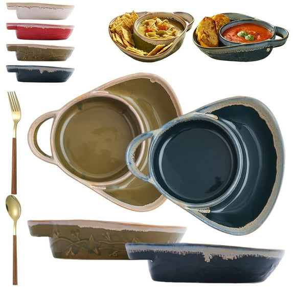 Soup Bowl with Bread Holder, 2026 New Soup and Sandwich Plate Combo, Soup and Side Bowls with ...