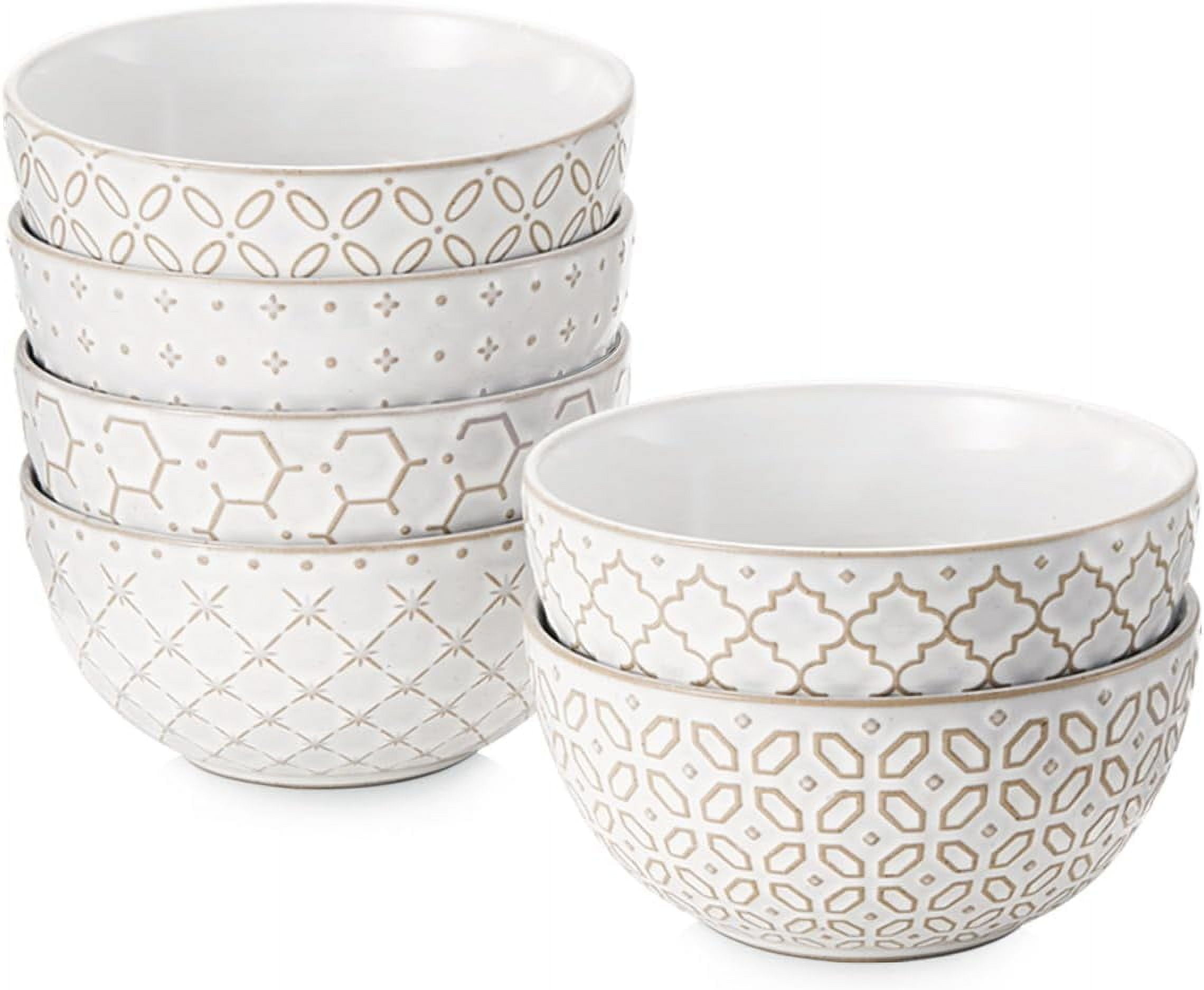 Soup Bowls Set of 6, 22 OZ Cereal Bowls for Kitchen, 6" Ceramic ...