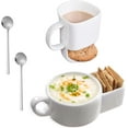 Soup and Cracker Combo Bowl,Divided Ceramic Cereal Bowl with Spoon ...