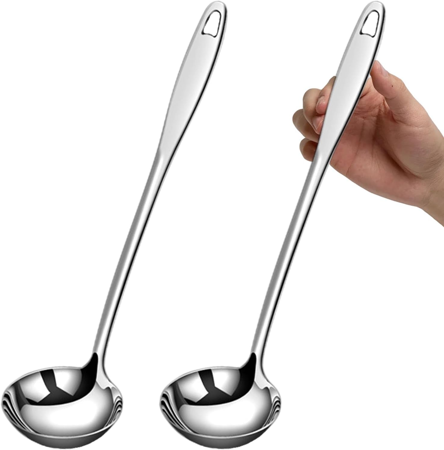 Soup Ladle 304 Stainless Steel 12.2Inch Metal Ladle, Extra Large Soup ...