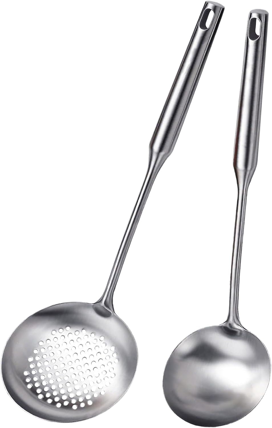 Soup Ladle and Slotted Spoon Set of 2, Metal 316 Stainless Steel ...