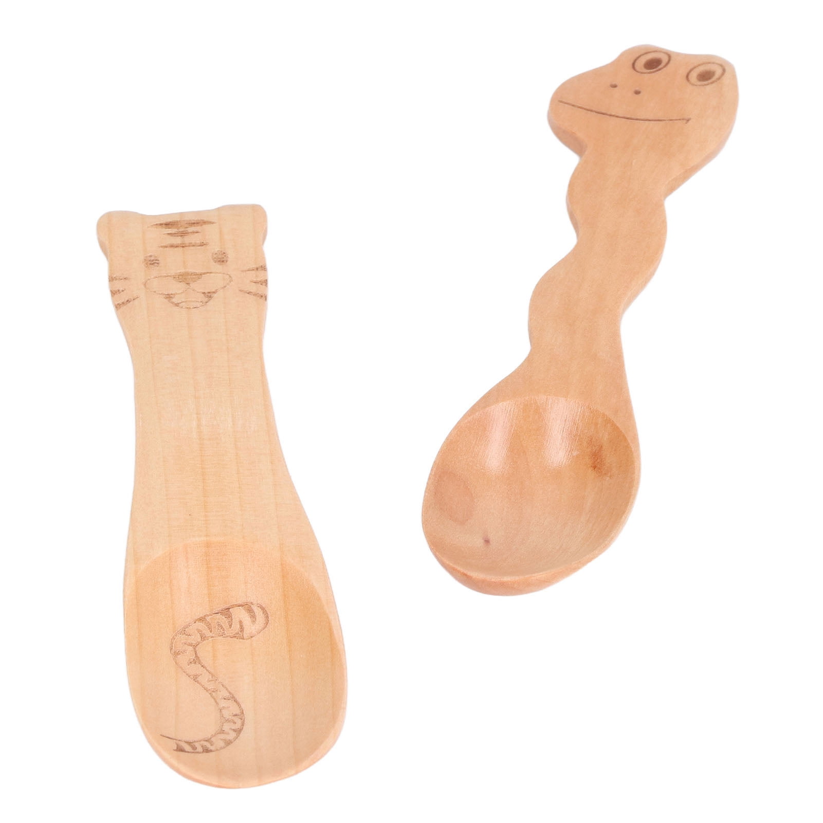 Soup Spoon, 2PCS Beech Wood Snake Shaped Dessert Spoons For Children ...