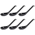 6 Pcs Japanese Style Long Handle Soup Spoons for Restaurants, Black ...