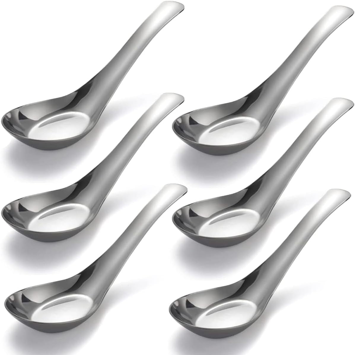Soup Spoons Set of 6 Stainless Steel Dinner Spoons Mirror Polished Soup ...