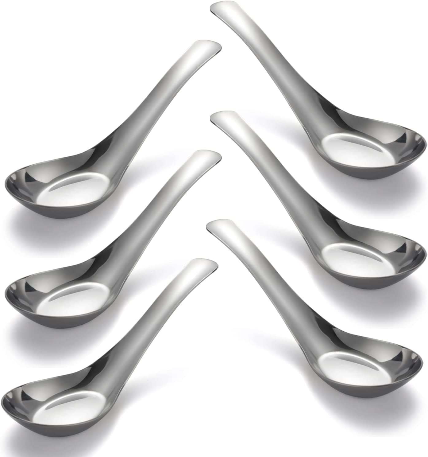 Soup Spoons Stainless Steel Dinner Spoons Set of 6 Chinese Soup Spoon ...