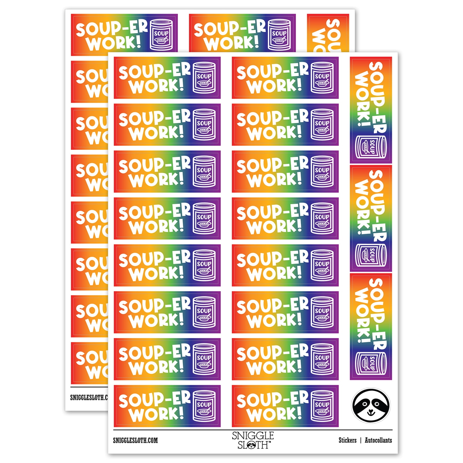 Soup-er Super Work Teacher Student School Sticker Set - Rainbow - Gloss ...