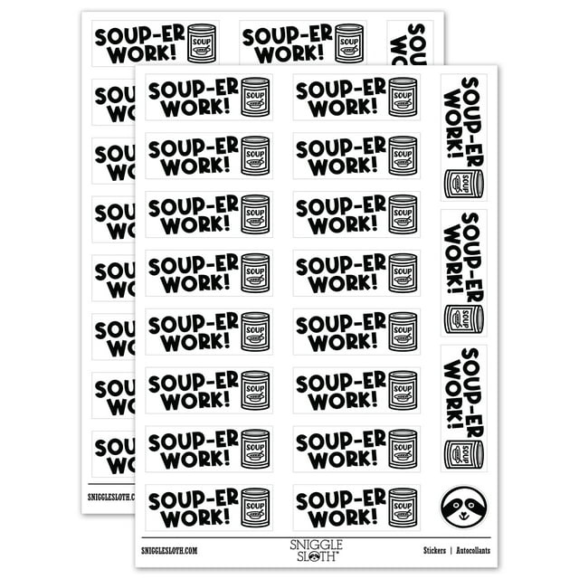 Soup-er Super Work Teacher Student School Sticker Set - White - Gloss ...