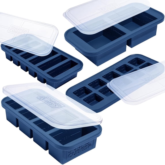 Souper Cubes Silicone Freezer Molds Gift Set with 2 Tbsp, 1/2, 1, and 2 ...