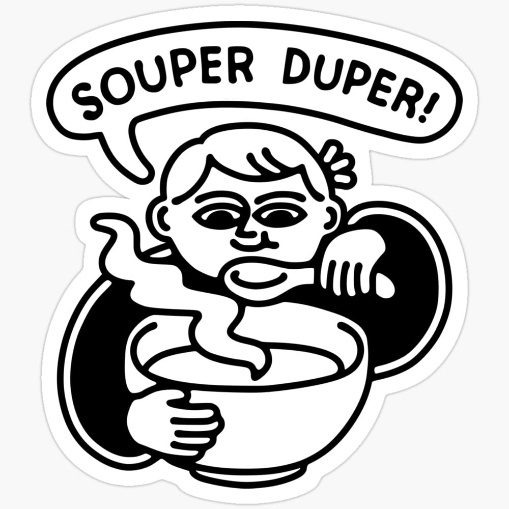 Souper Duper Bowl Of Soup Sticker Phone Decal Water Bottle Stickers Car ...