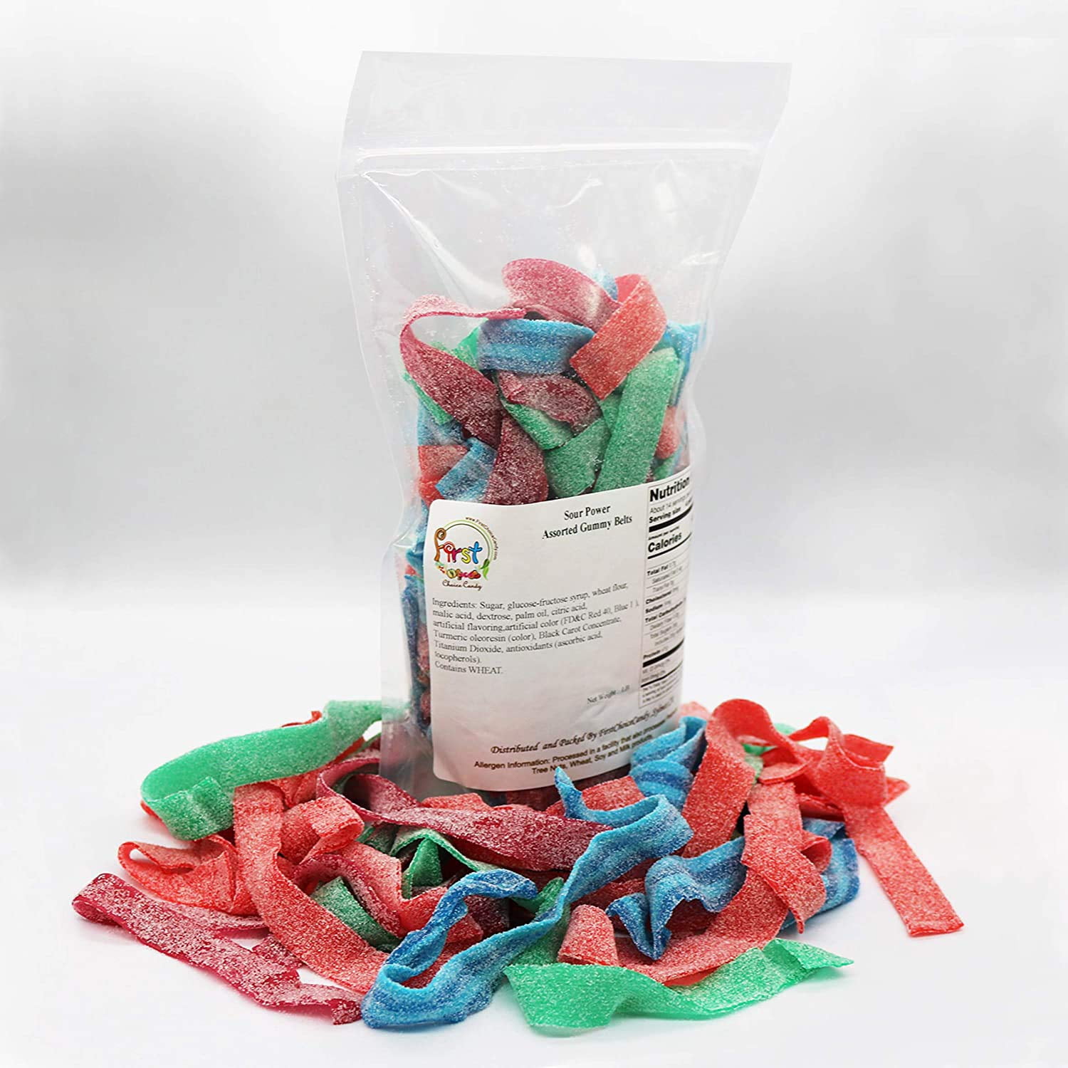 Sour Assorted Flavor Gummy Candy Belts 1 Pound - Walmart.com