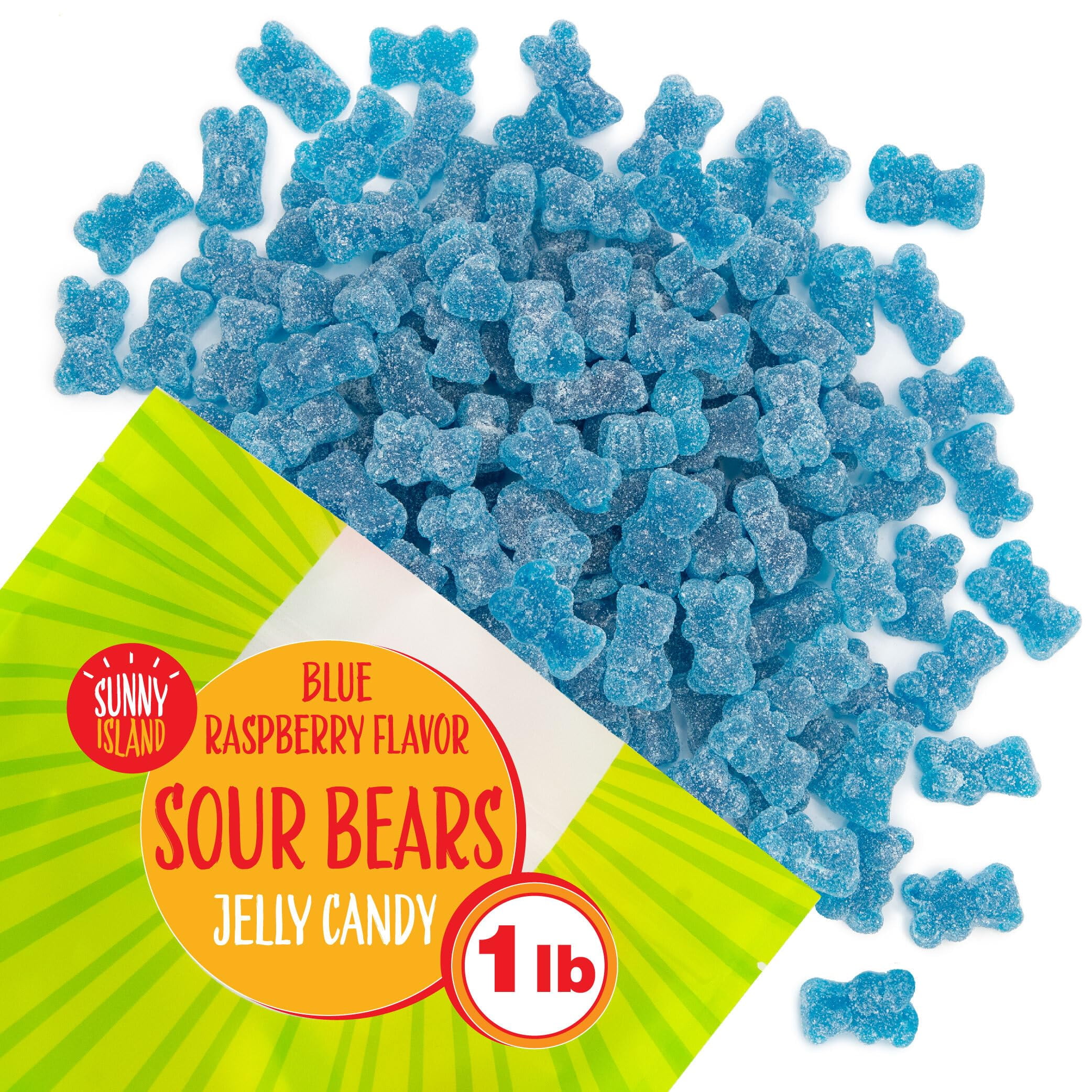 Sour Bears Gummy Candy BCF26 | 1 Pound Bag | Gelatin Free Chewy Blue ...