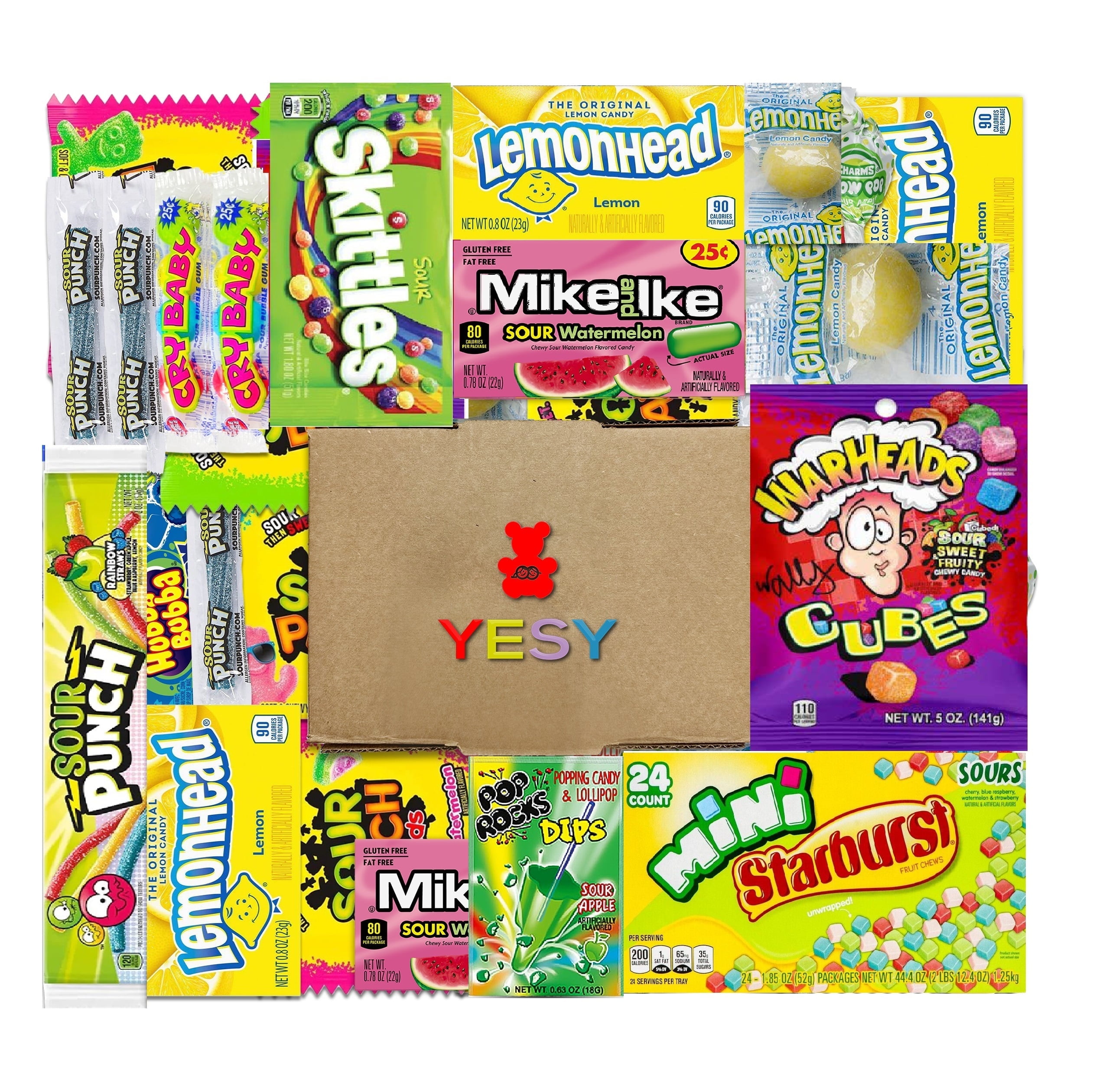 Sour Candy Variety Box - 30 Count Bulk Pack of Super Sour Favorites ...