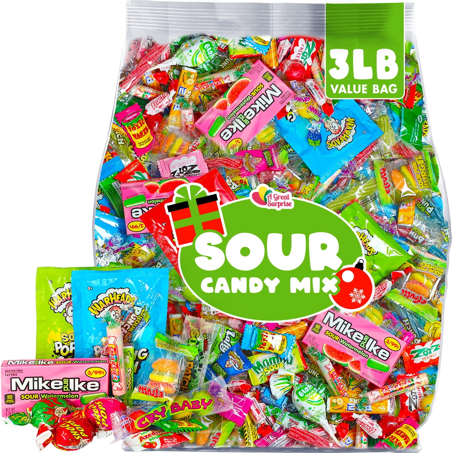 Sour Candy Variety Pack - 3 Pounds - Christmas Stocking Stuffer Candy ...