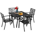 Sour Citrus 5-Piece Outdoor Patio Dining Set and Rectangle Steel Talbe ...