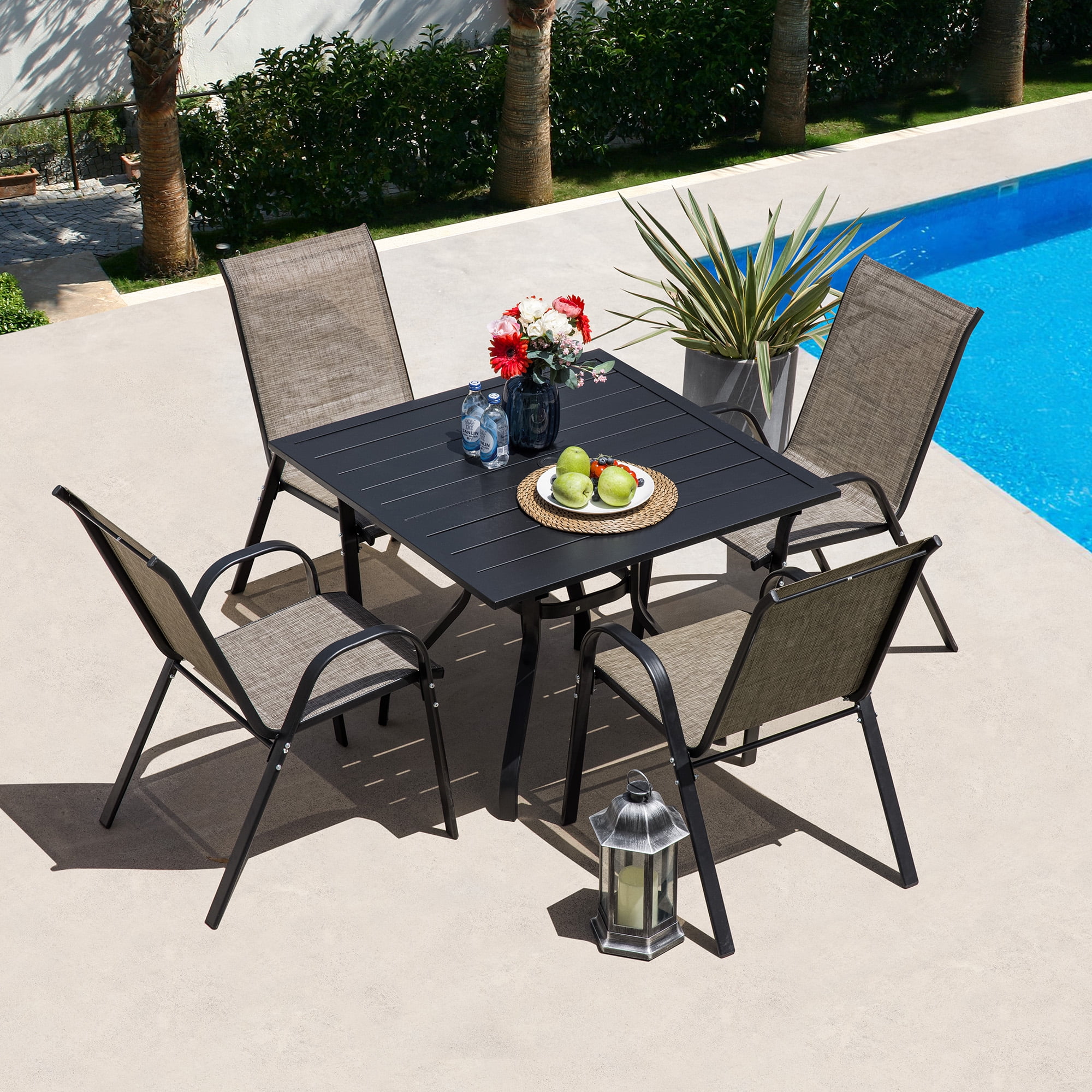 Sour Citrus Patio Table and Chairs Set for 4 Patio Dining Set with ...