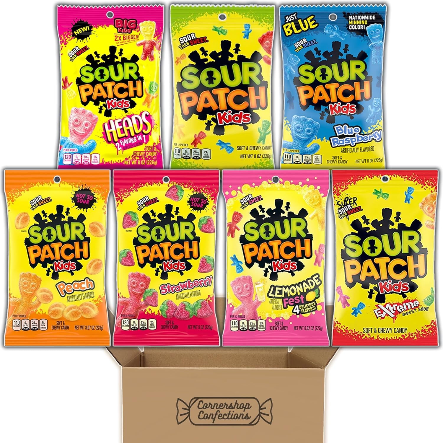 Sour Patch Kids 7 Flavor Bulk Variety Pack - Blue Raspberry, Peach ...