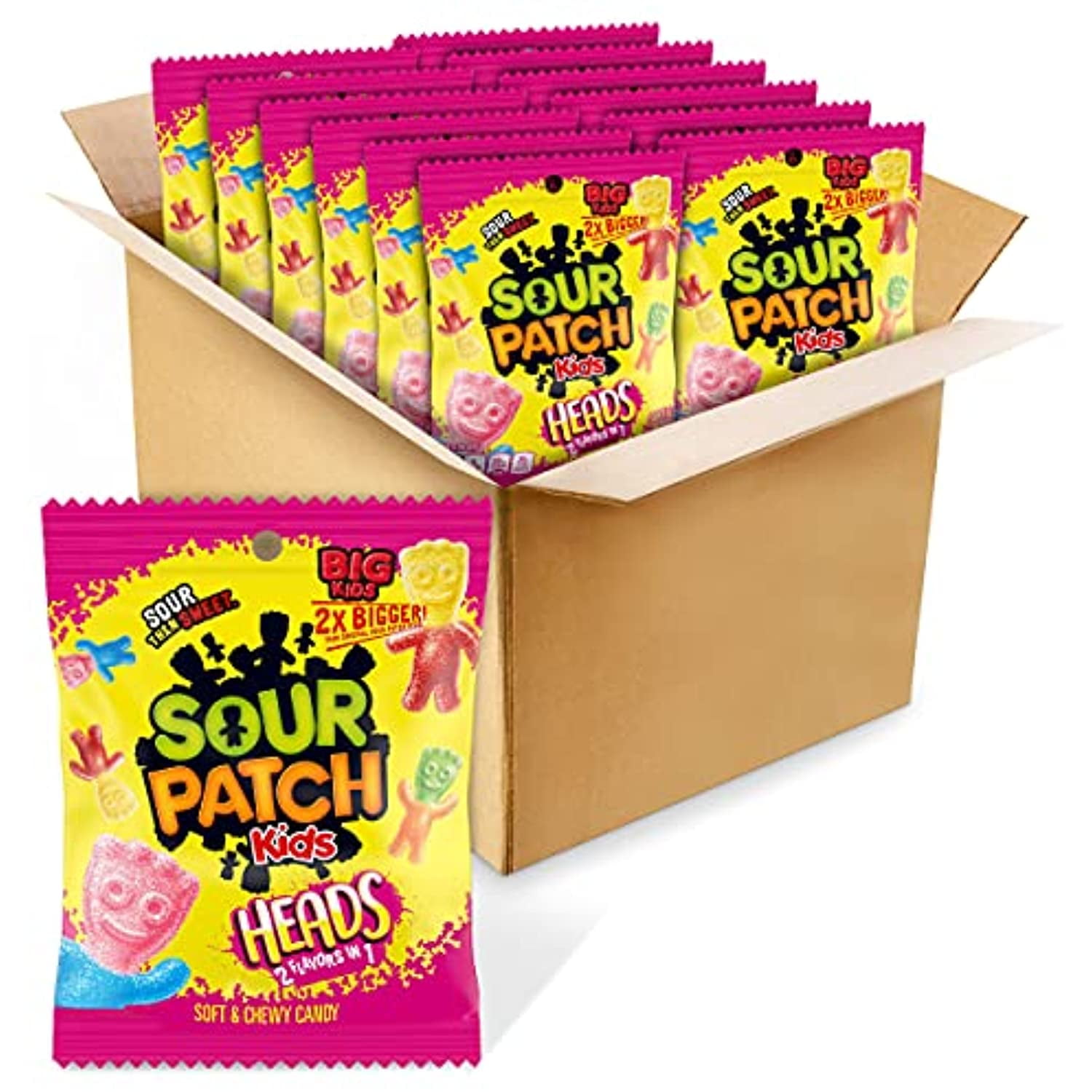 Sour Patch Kids Big Sour Patch Kids Heads Candy, 5 Ounce (Pack Of 12 ...