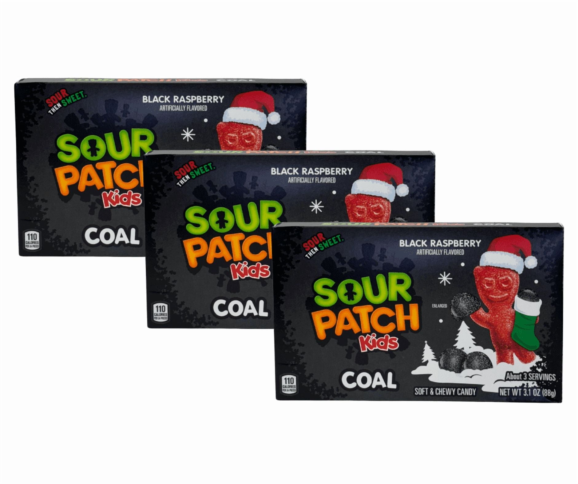 Sour Patch Kids Coal Black Raspberry Chewy Candy – 3.1 oz Boxes, 3 Pack ...