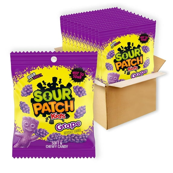Sour Patch Kids Grape 12 Pack 8 oz Bags Soft & Chewy Sour Grape Candy ...