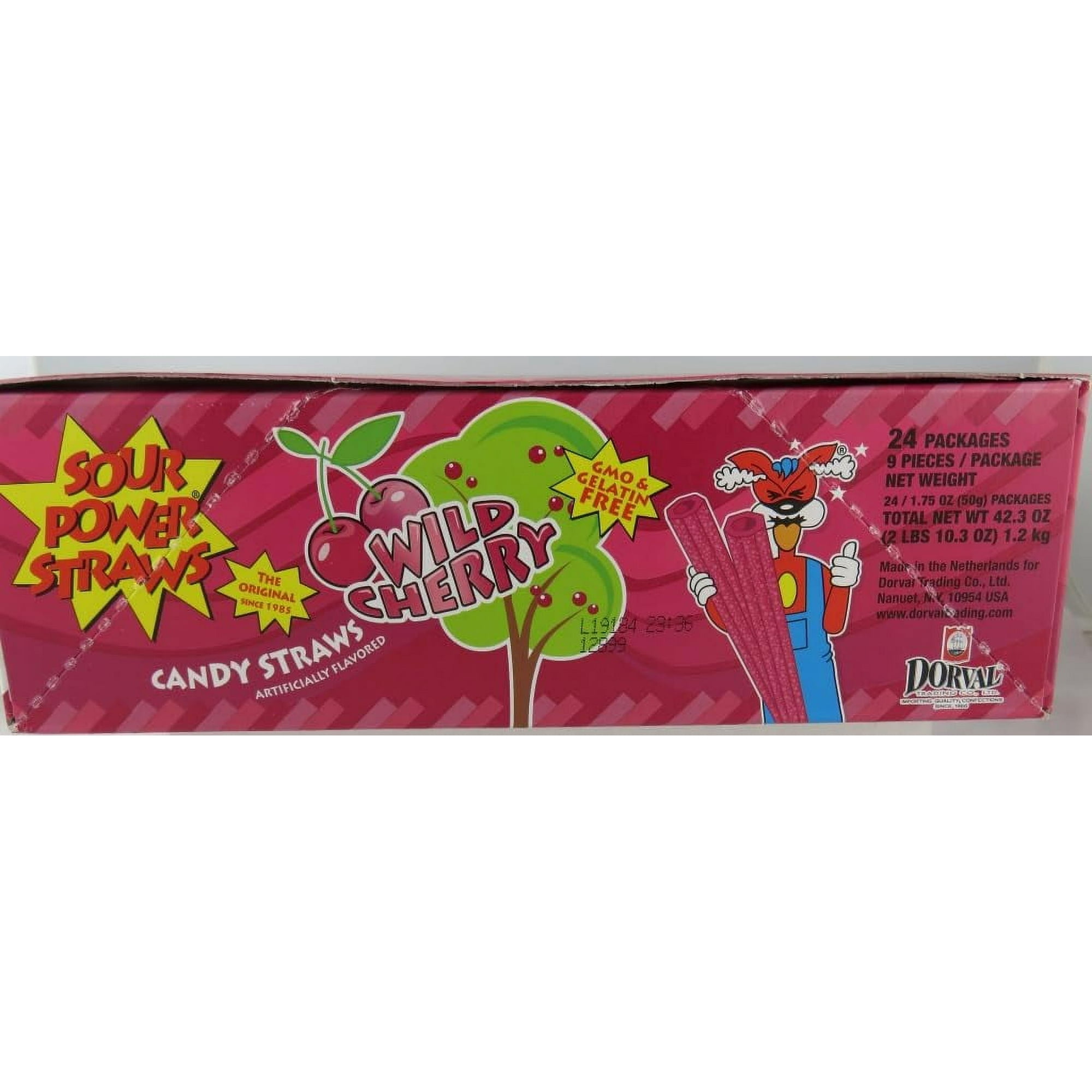 Sour Power Candy Straws, Wild Cherry Candy Straw Packages, 42.3 Ounce ...