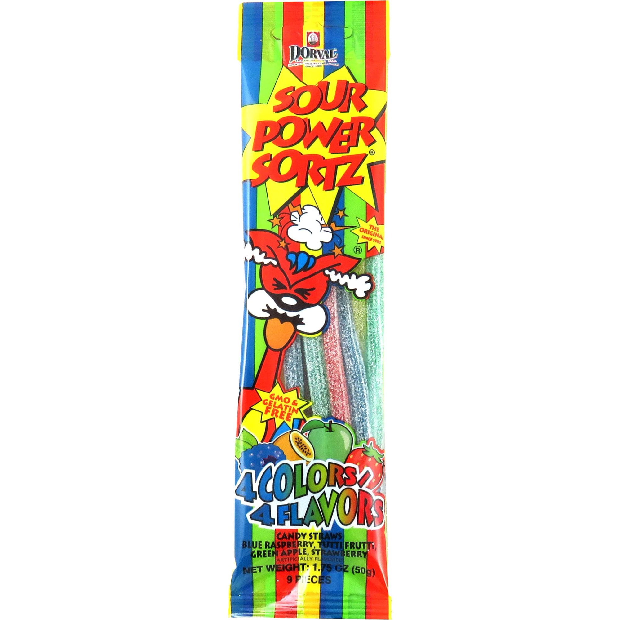 Sour Power Candy Straws, Sortz, 1.75-Ounce Units (Pack of 24) (ZQB ...