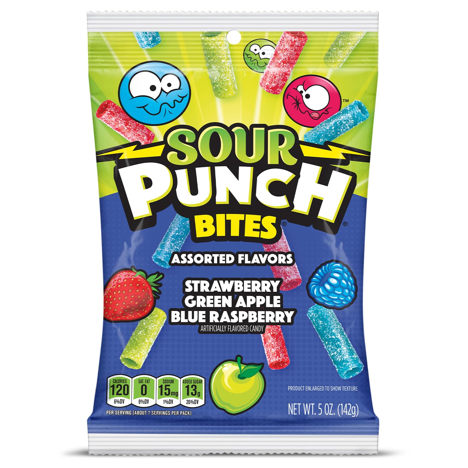 Sour Punch Bites, FEV6 Assorted Sweet & Sour Fruit Flavors, Chewy Candy ...