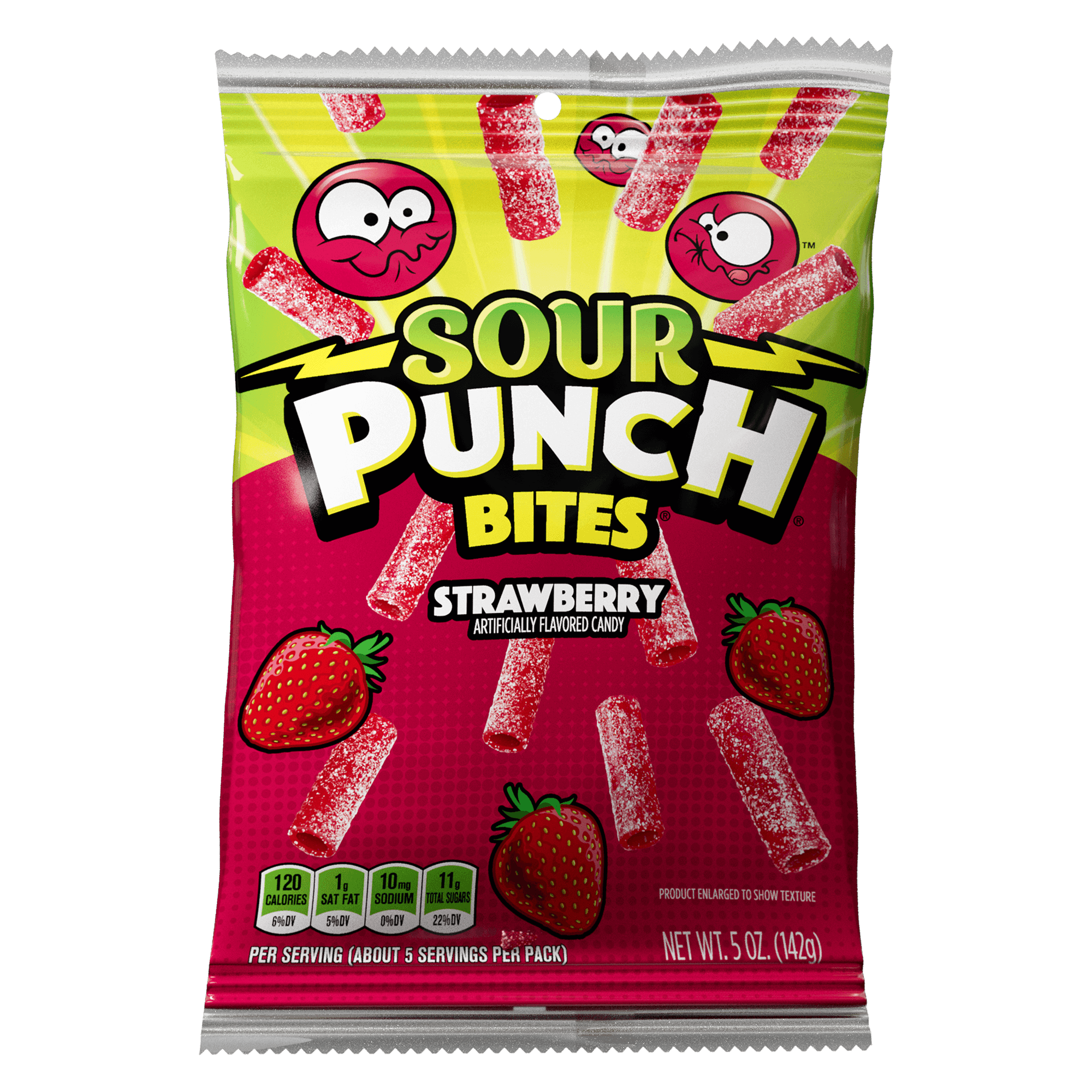 Sour Punch Strawberry Gummy Bites, Chewy Fruit Flavored Candy, 5oz Bag ...